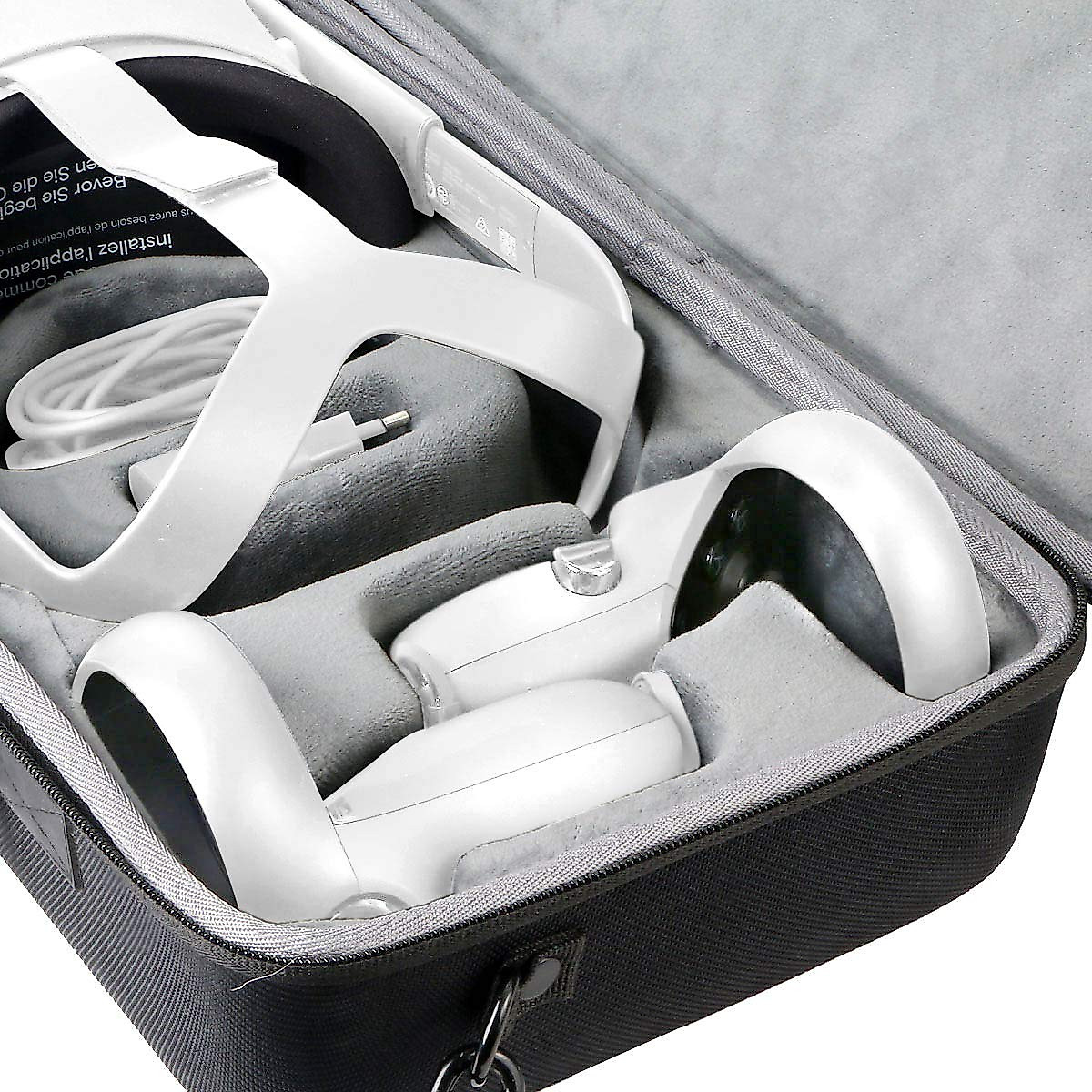 co2CREA Hard Travel Case Replacement for Oculus Meta Quest 2 Advanced All-in-one Virtual Reality Headset for Quest 2 Elite Strap (Black Case + Inside Blue)