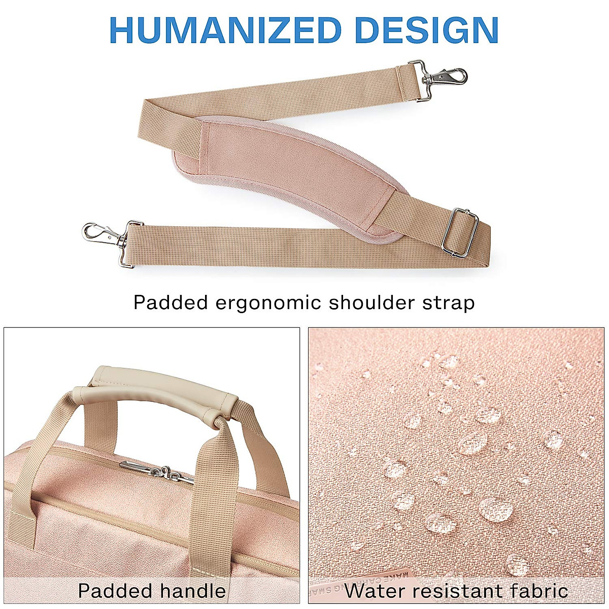 BAGSMART Laptop Bag for Women, 15.6 Inch Laptop Briefcase, Laptop Case Lockable Computer Bag, Laptop Messenger Bag for Travel Business, Pink