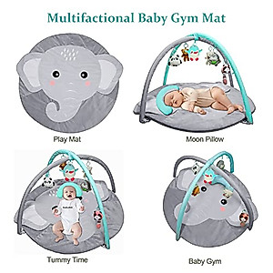 RHEETADA Baby Gym Play Mats Baby Activity Play Mats Non-Slip Thicker Toys Tummy Time Mats for Newborn Stage-Based Developmental Baby to Toddler Shower Gifts Style 1