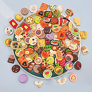 150 Pieces Miniature Food Drink Bottles Soda Pop Cans Pretend Play Kitchen Game Party Accessories Toy Hamburger Cake Ice Cream Tableware for 1/12 Doll House