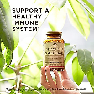 Solgar Vitamin D3 (Cholecalciferol) 25 MCG (1000 IU), 250 Softgels - Helps Maintain Healthy Bones & Teeth - Immune System Support - Non-GMO, Gluten Free, Dairy Free - 250 Servings