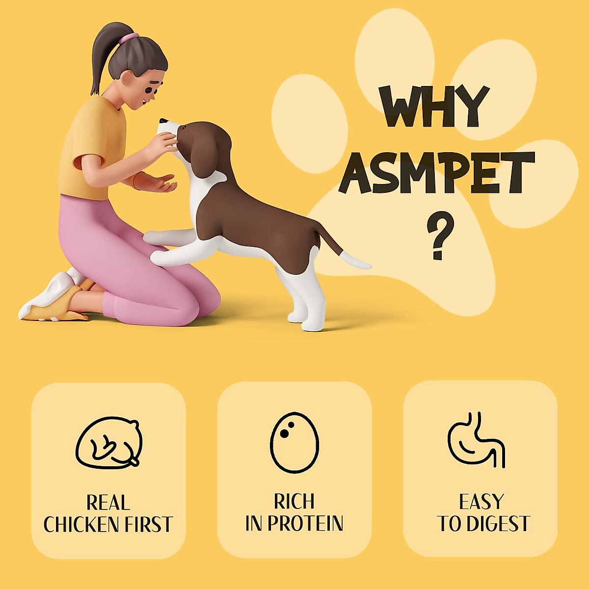 ASMPET Chicken Jerky Dog Treats, Natural Dog Treats Made with Real Breast Healthy Low Fat Dog Treats for Small Dogs Medium Dogs 1% Taurine High Protein Dog Snacks No Artificial Flavors