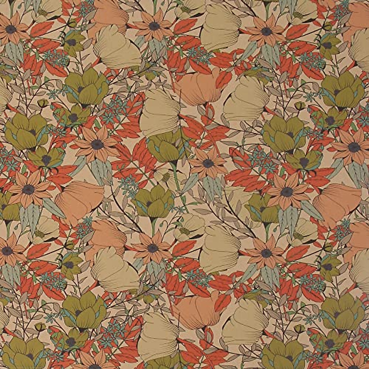 Aimyoo Kraft Floral Wrapping Paper Jumbo Roll, All Occasion Flower Gift Wrap Paper for Wedding Bridal Shower Birthday, 17 in x 60 ft