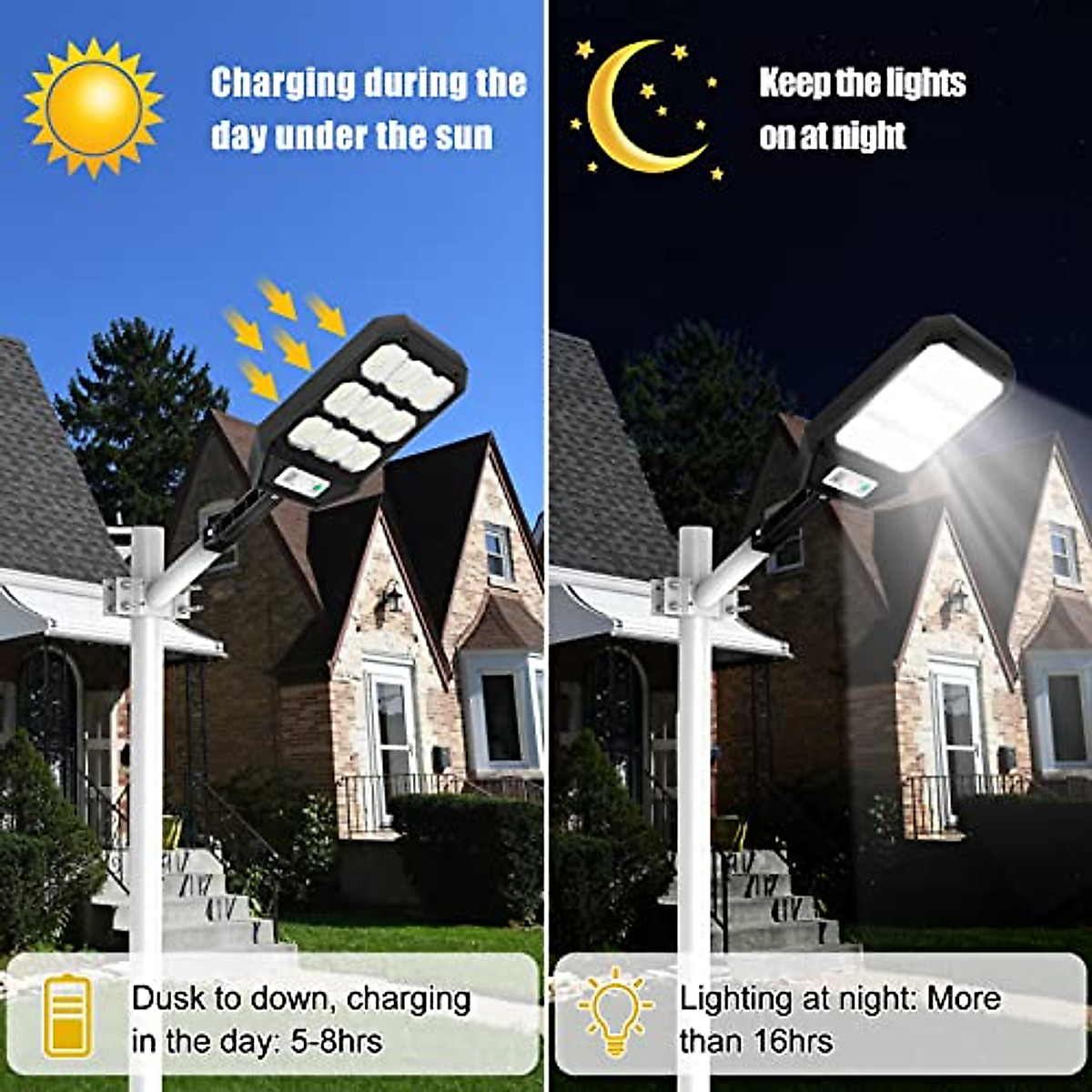 Led Solar Street Lights Outdoor, 2 Pack 279 Led Remote Control Solar Parking Lot Lights Wireless Ip65 Motion Sensor Solar Security Wall Light with 3 Modes for Garden, Street, Deck, Yard, Garage, Patio