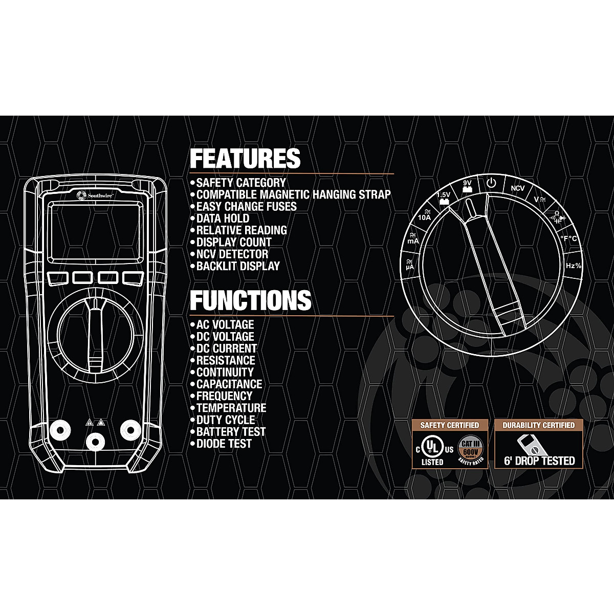 Southwire 10041N Auto Multimeter;Black/Brown