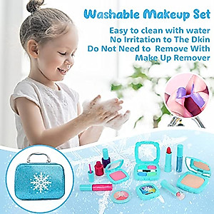 Flybay Kids Makeup Kit for Girl,Washable Real Frozen Make up kit, Girl Toys for 4 5 6 7 8 9 Years Old Girl