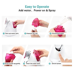 EZBASICS Facial Steamer Ionic Face Steamer for Home Facial, Warm Mist Humidifier Atomizer for Face Sauna Spa Sinuses Moisturizing, Unclogs Pores, 1 Pack + 5 Stainless Steel Skin Kit Pink