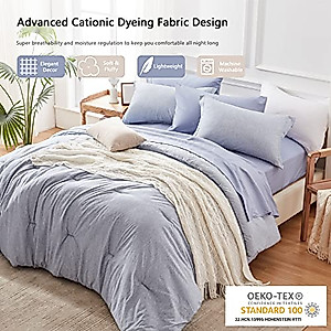 UNILIBRA Bed in a Bag Twin 5 Pieces - Blue Twin Comforter Set Soft for All Seasons - Cationic Dyeing Bedding Comforter Sets with Comforter, Flat Sheet, Fitted Sheet, Pillowcases & Shams