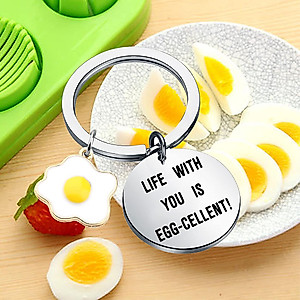 CHOORO Life With You Is Eggcellent Egg Pun Gifts Egg Charm Keyring Funny Birthday Gift Friendship Gift (Egg-cellent keychain)