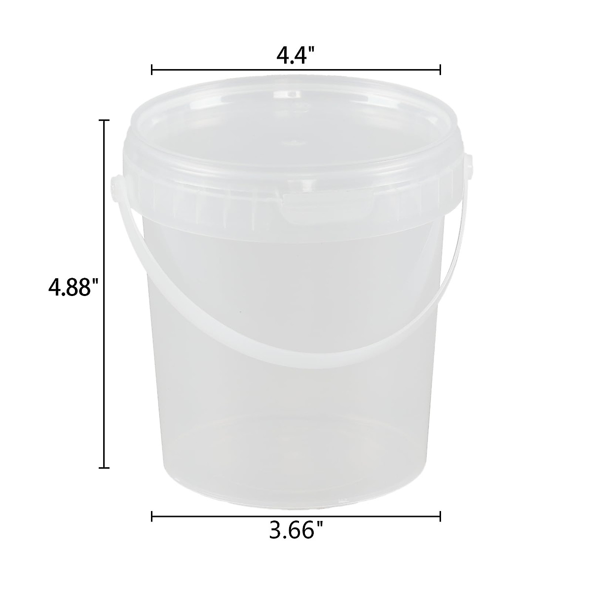 Cinkyou 20 Packs Clear Plastic Ice Cream Buckets with Lids and Handles, 27 Oz Reusable Food Take out Pail, Freezer Storage Containers with Lids