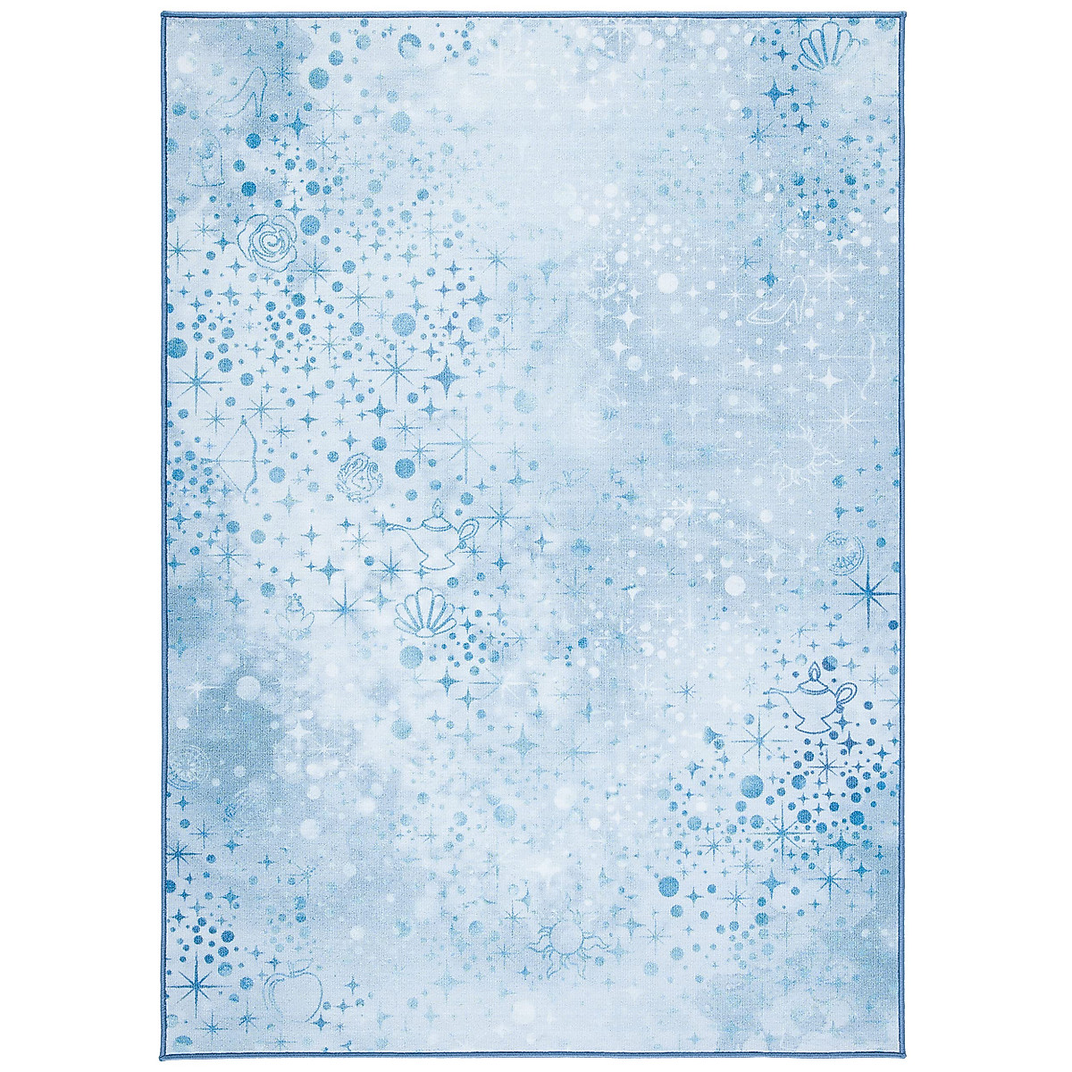 SAFAVIEH Disney Princess Collection Machine Washable Slip Resistant 5' x 7' Light Blue/Blue Iconic Kids Bedroom Nursery Playroom Area Rug