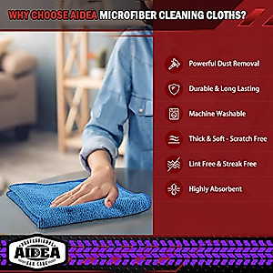 AIDEA Microfiber Cleaning Cloths-50 Pack, Premium All-Purpose Car Cloth, Lint Free, Scratch-Free, Absorbent Cleaning Towel for Cars, SUVs, RVs, Trucks, and Boats Gifts(12in.x12in.)