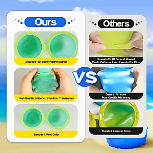 Hiliop 16PCS Reusable Water Balloons for Kids Adults, Silicone Refillable Water Balloons Self Sealing Water Balloons Quick Fill with Magnetic & Mesh Bag