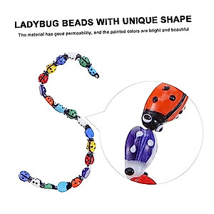 COHEALI 20pcs Ladybug Beads Loose Beads Ladybug Kit Gemstone Beads Embroidery Accessories Jewelry Making Beads Christmas Bag Filler Stones for Jewelry Making Glazed Beads Accessory Pendant