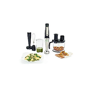 Braun MultiQuick MQ7077 4-in-1 Immersion Hand, Powerful 500W Stainless Steel Stick Blender, Variable Speed + 6-Cup Food Processor, Whisk, Beaker, Masher, Faster Blend