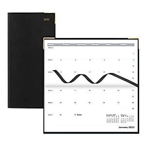 Letts of London 12S Daily Planner, Day Per Page, Classic Slim Month Per Page, 13 Months Jan 2023 - Jan 2024, Landscape Diary 2023 6 5/8" 3 1/4" (Black)