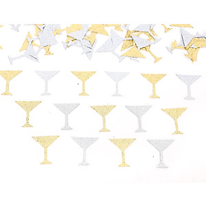 Glitter Wine Glass Table Confetti - Cocktail Party Confetti, Funny Birthday Party Paper Scatters, Wedding Festival/Bridal Shower Party Table Decoration (Wine Glass Confetti)