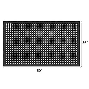 ROVSUN Rubber Floor Mat with Holes, 36''x 60'' Anti-Fatigue/Non-Slip Drainage Mat, for Industrial Kitchen Restaurant Bar Bathroom Utility Garage Pool Entry Door Mat, Indoor/Outdoor Cushion