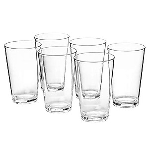 AOYITE 18-ounce Plastic Tumblers Water Juice Cups Dishwasher Safe BPA-free Clear Set of 6 Premium Quality Drinking Glasses
