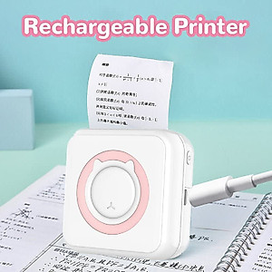 SENOY Portable Mini Thermal Printer, Mini Bluetooth Rechargeable Portable Mobile Printer Compatible with iOS + Android for Print Pictures, Labels, Notes (5 Rolls HD Printing Paper)