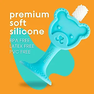 oogiebear Infant-to-Toddler Training Teether Toothbrush - 0-2 Years - 360° Soft Silicone, Promotes Safe Brushing, Baby & Kids Health - Teddy Bear Design Oral Care - 1 Unit