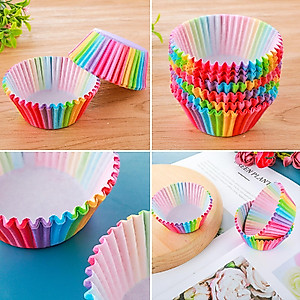100PCS Rainbow Cupcake Liners, Standard Size Cupcake Baking Cups Paper Rainbow Muffin Cups Paper Liners for Baking Muffin and Cupcakes Decoration Wrappers Food Grade Greaseproof Paper Muffin Liner