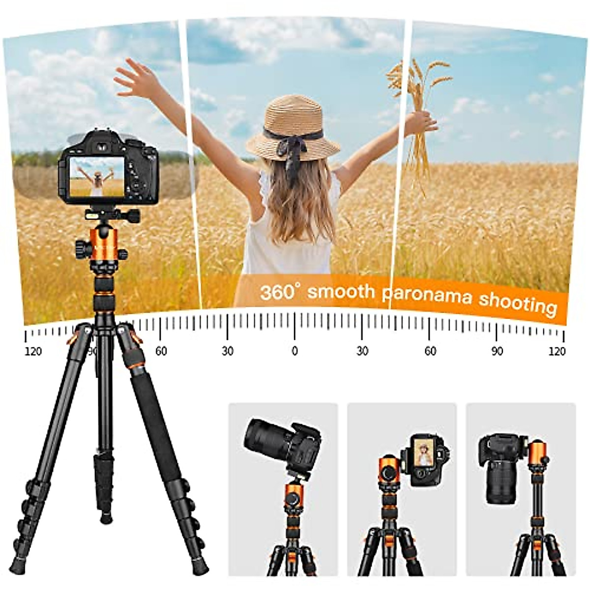 Tripod Camera Tripod, Victiv 82 inches Aluminum Tripod for DSLR, 80 inches Monopod, Lightweight Tripod with 360 Degree Ball Head Loads Up to 30 lbs for Travel and Work