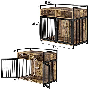GDLF Dog Crate Furniture-Style Cages for Dogs Indoor Heavy Duty Super Sturdy Dog Kennels with Storage and Anti-Chew (41Inch = Int.dims:39.4”Wx22.2”Dx23”H)
