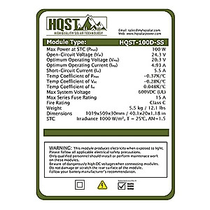 HQST 2pcs 100W 12V 9BB Cell Monocrystalline Solar Panel, Up to 23% High Efficiency Module, Waterproof for RVs, Motorhomes, Cabins, Marine, Boat and Any Other Off Grid Applications-Upgrade Version