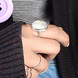 Boho-Magic Sterling Silver Moonstone Ring for Women Oval Gemstone Boho jewelry (10)