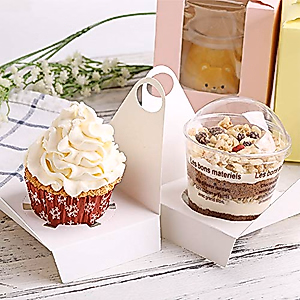 50 Pack Cupcake Boxes Individual, Portable Single Cupcake Carrier With Window Insert and Handle, Cupcake Boxes Individual Blue For Bakery Wrapping