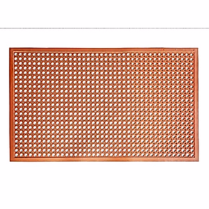 New Star Foodservice 54521 Commercial Grade Grease Resistant Anti-Fatigue Rubber Floor Mat, 36" x 60", Red