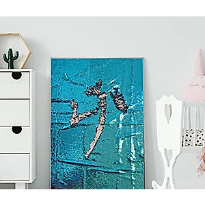 Sensory Wall Sequin Flip Fabric for Kids,2Yard Large Sequins Sensory Graffiti Fabric for Toddlers,Tactile Stimulation,Reversible Glitter Fabric (2 yd, Lake Blue + Silver)