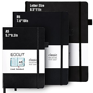 EOOUT Leather Journal, Hardcover Notebook, 3pcs, Notebook Set, A5 B5 Letter Size, 80 Pages, 100 GSM, Journals for Writing, College Ruled Notebook