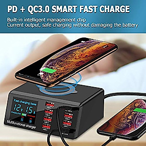 FUHAOXUAN 8-Port USB Fast Charger 100W USB hub Fast Charging Station Compatible with All Phone iPhone 11/11 Pro / 11 Pro Max iPhone X/XR/XS/XS Max iPhone 8/8 Plus