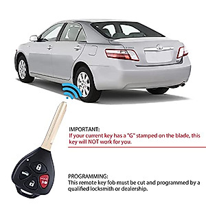 Car Remote Key Fob Replacement fits for Toyota Camry 2007-2010/ Corolla 2009-2010 Vehicles That Use HYQ12BBY with 4D67 Chip (1 PCS)