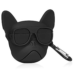 Joyleop(Black Cool Dog) for Airpods Pro 2019/Pro 2 Gen 2022 Case Cover, 3D Cute Cartoon Funny Fun Cool Stylish Animal, Silicone Air pods Character Skin Keychain Accessories Kits for Airpod Pro 2019