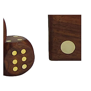 KAM Home Wooden Game Dice Box with Five Dice Gifts for Christmas