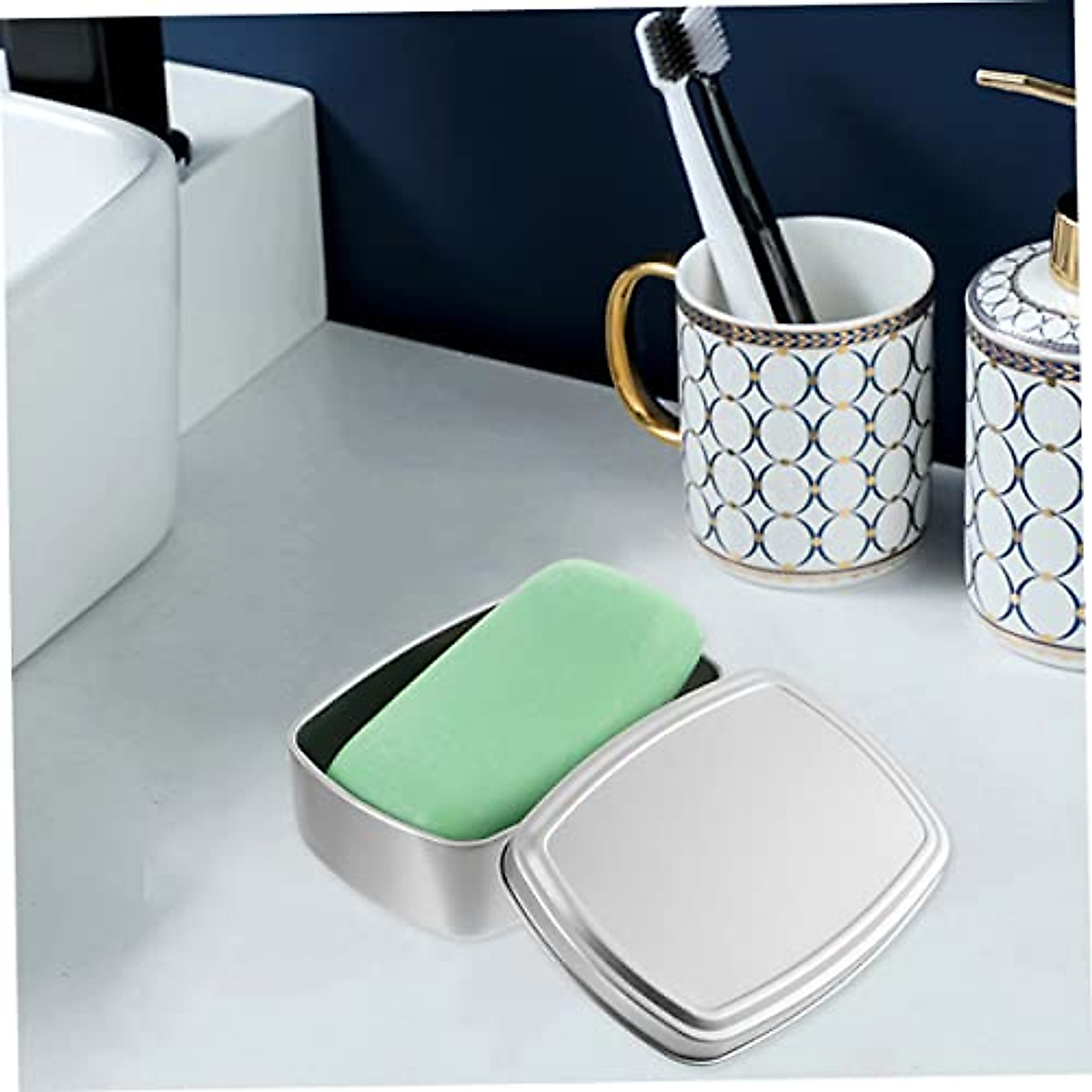 CORHAD 6pcs Square Shaped Aluminum Soap Box Food Grade Metal Storage Can Rectangular Candy Tins for Home Travel