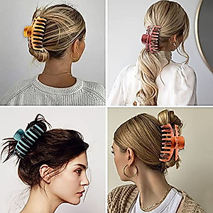 12 PCS Square Hair Clips for Women,4.3 Inch Large Rectangle Hair Claw Clips for Women Thin Thick Curly Hair, Big Matte Banana Clips,Strong Hold jaw clips,Multicolor 1 (Jelly)