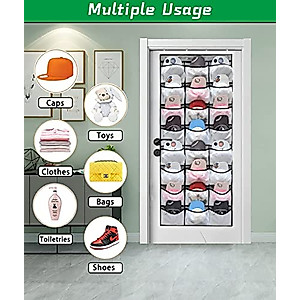 Hat Racks for Baseball Caps, Baseball Hat Organizer, 24 Deep Pocket Hat Storage & Ballcap Display Holder, Hat Holder with 4 Door Hooks