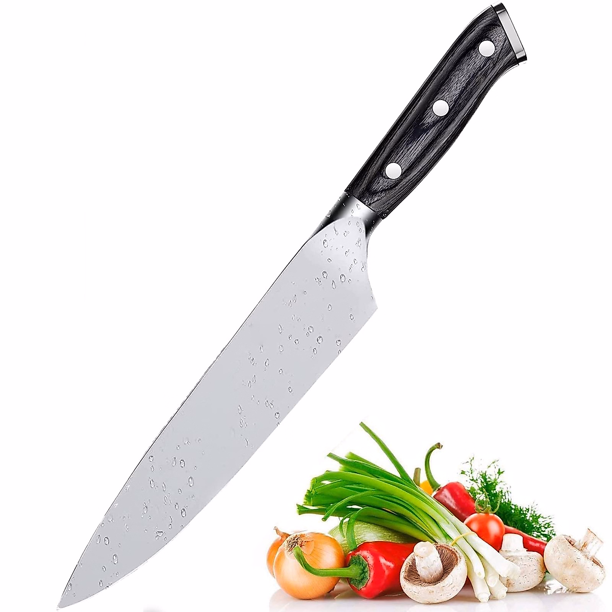 Qisebin Chef Knife - Pro Kitchen Knife 8 Inch Chef's Knives High Carbon German Stainless Steel Sharp Paring Knife with Ergonomic Handle - 2021