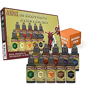 The Army Painter Speedpaint Starter Set - 10x18ml Speed Model Paint Kit Pre Loaded with Mixing Balls and 1 Brush Model Paint Set for Plastic Models with Free Bonus Item…