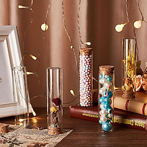 BENECREAT 10 Pack 60ml Glass Test Tube with Cork Stopper Clear Flat Mini Glass Bottles Jars for Wedding Party Favors, Candy, Spices, Beads, Mother's Day Home Decor