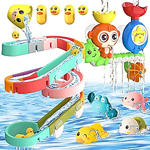 Bath Toys for Toddlers 1-3 Years Old, Preschool Bathtub Water Toys for Kids Ages 4-8, Durable Interactive Infant Toys for 6 to 12-18 Months, STEM Kit Birthday Gift for Baby Boys Girls