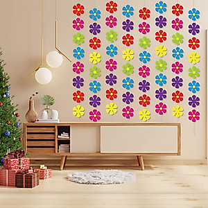 12 Packs Flower Paper Garland kit Decorations Spring Flower Paper Cutouts 60's Hippie Party Banners Groovy Hippie Hanging Swirl Peace and Love for Birthday Party Baby Shower Home Favor Supplies