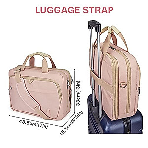 BAGSMART 17.3 Inch Laptop Bag, Large Expandable Briefcase for Women Business Office Travel Computer Bag Shoulder Bag Water Resistant Anti Theft Durable,Pink