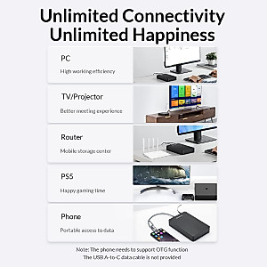 ORICO Hard Drive Enclosure 2.5'' Type C USB 3.1 Gen 1 to SATA 6Gbps External HDD Enclosure for SATA III SSD HDD 9.5/7mm External Hard Drive Case Compatible with PC, Laptop, TV, PS4, Xbox