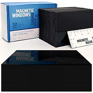 Strong & Glossy Magnetic Garage Door Windows - Looks Like Real Window Panels/Faux Panes - Decorative Hardware Kit - Easy to Align & Will Never Fall (Upgraded Magnets) | Fits 2 Car Garage | 32pcs 4"X6