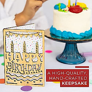 Happy Birthday Card by HeartSpace, Cake & Candles Design: Premium Wooden Greeting Cards Handmade From Sustainable Real Bamboo Wood